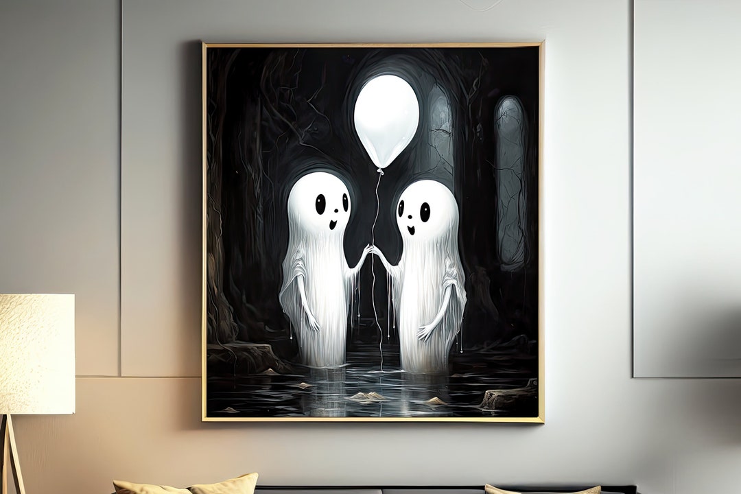 Halloween Art Print Cute Ghost Friendship Halloween Decor Spooky Ghosts ...