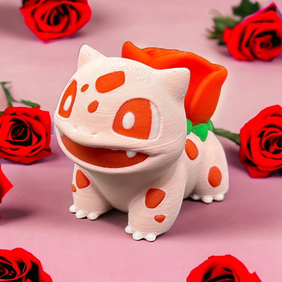 Pokemon Love-themed Bulbasaur With Rose Statue Made From PLA for ...