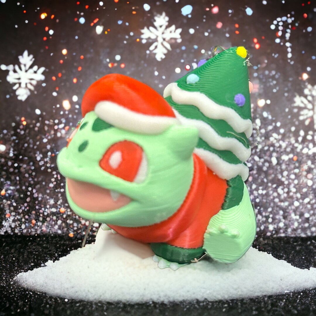SC 3D Printed Christmas Bulbasaur Pokemon Figure Created in Multi-color ...