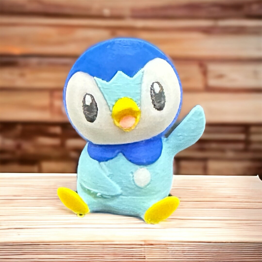 MPP 3D Printed Piplup Sat Waving Pokemon Figure Created in Multi-color ...