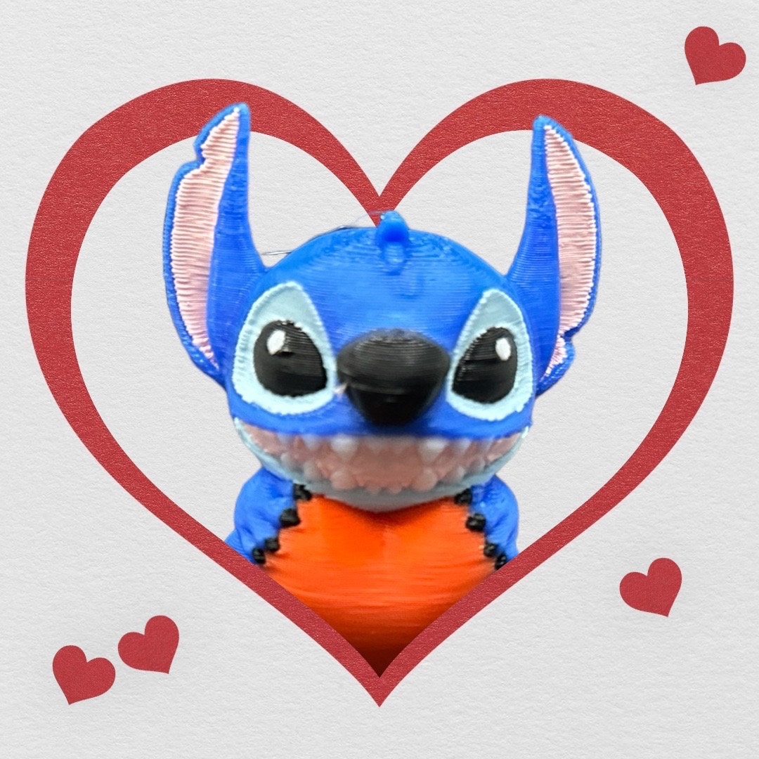 Stitch Holding Heart Valentine Edition 5cm Red PLA 3D Print Collectible ...