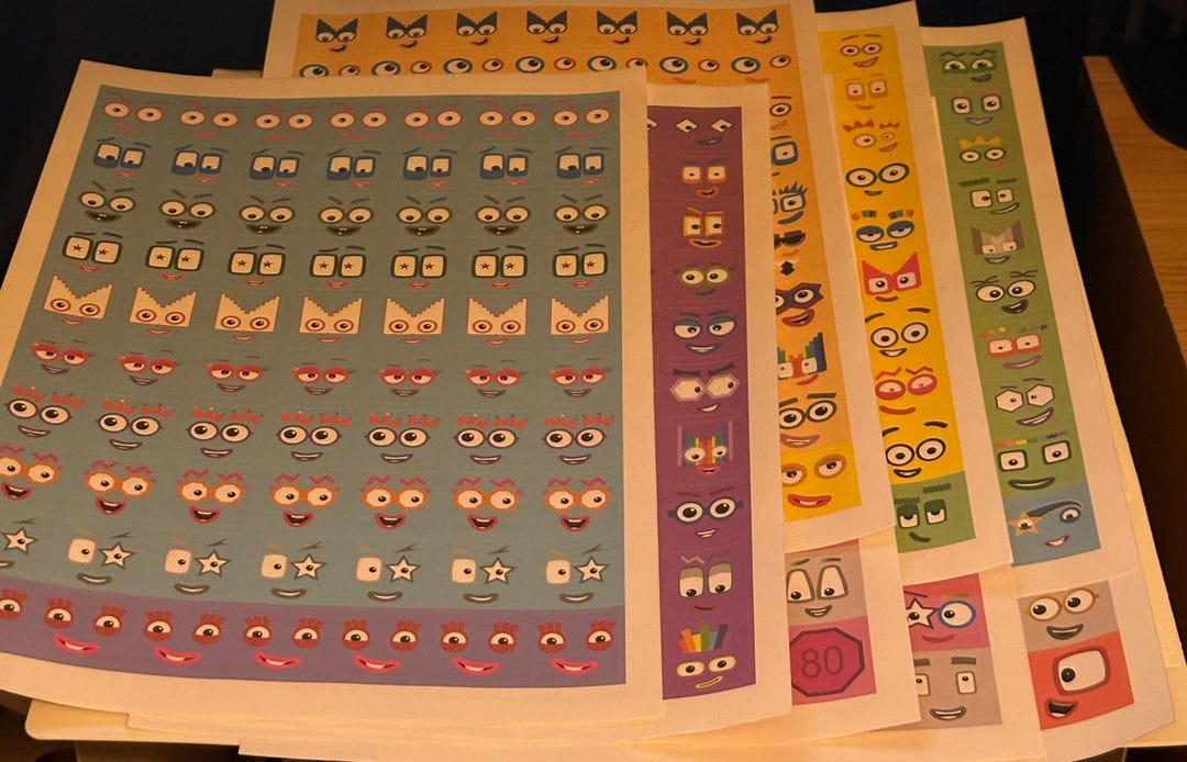Numberblock Faces Stickers 21-100, Unifix Cube Stickers 2.4cmx2.4cm in ...