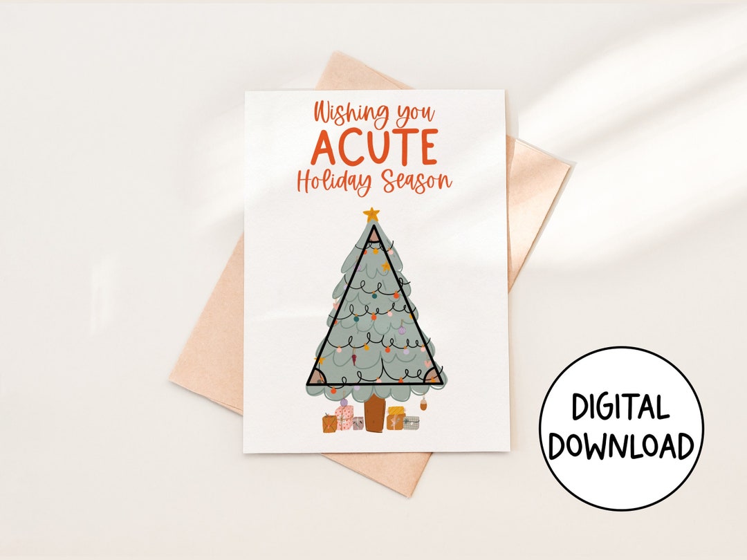Math Teacher Christmas Card, Digital Download Greeting Christmas Card ...