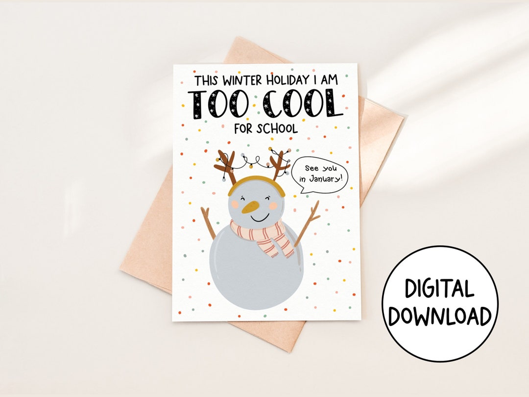 Teacher Christmas Card, Digital Download Greeting Christmas Card, Too ...