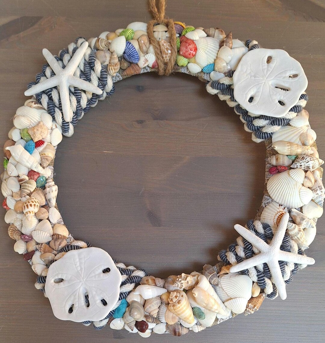 Nautical Seashell Wreath/ Nautical Decor/ Coastal Wreath/ Home Decor ...