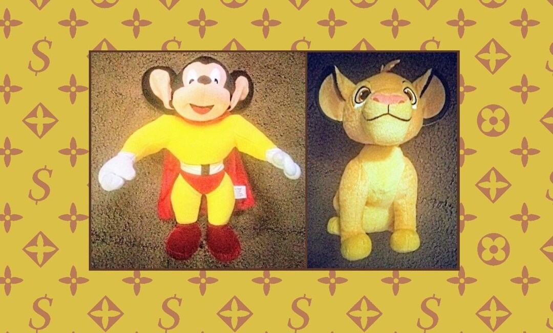 Large Vintage Mighty Mouse Disney Medium Vintage Lion King Simba Cub ...