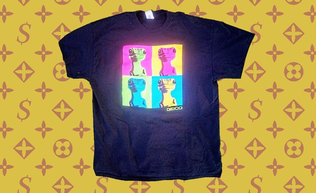 Vintage-handmade GEICO Neon Lizard Insurance Hipster Mugshot Graphic ...