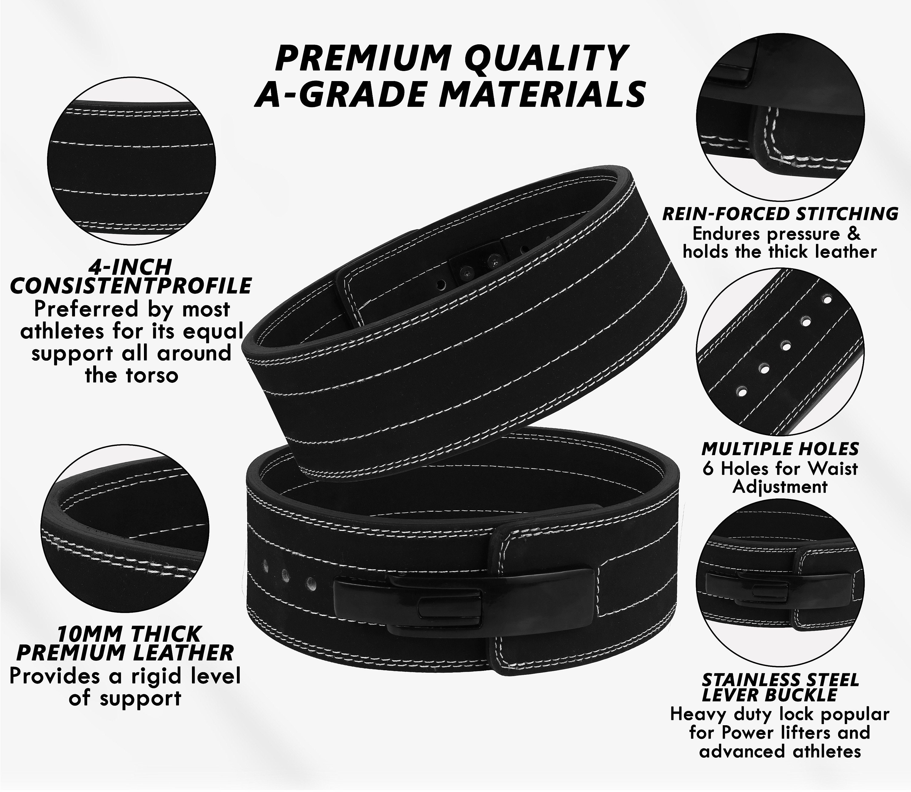 Lever Weightlifting Leather Belt Havey Duty Powerlifting Gym Belts for ...