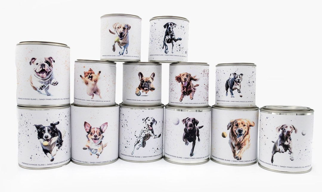 Playful Dog/paint Can Candle/all Natural Soy Wax - Etsy