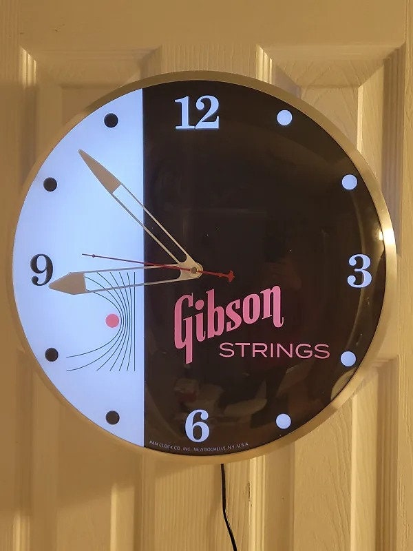 1960's Style Gibson Guitars Dealer Light-up Clock Killer Cool Mancave ...