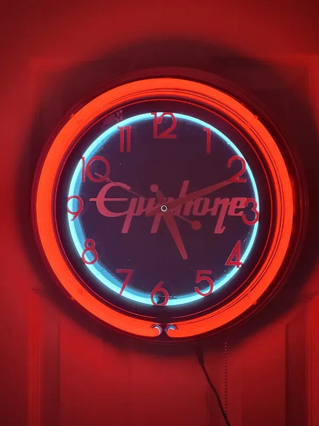 Epiphone Double Neon Red/white Wall Clock Killer Cool Man Cave, Bar ...