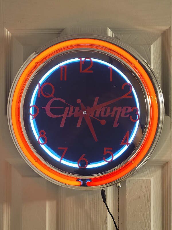 Epiphone Double Neon Red/white Wall Clock Killer Cool Man Cave, Bar ...