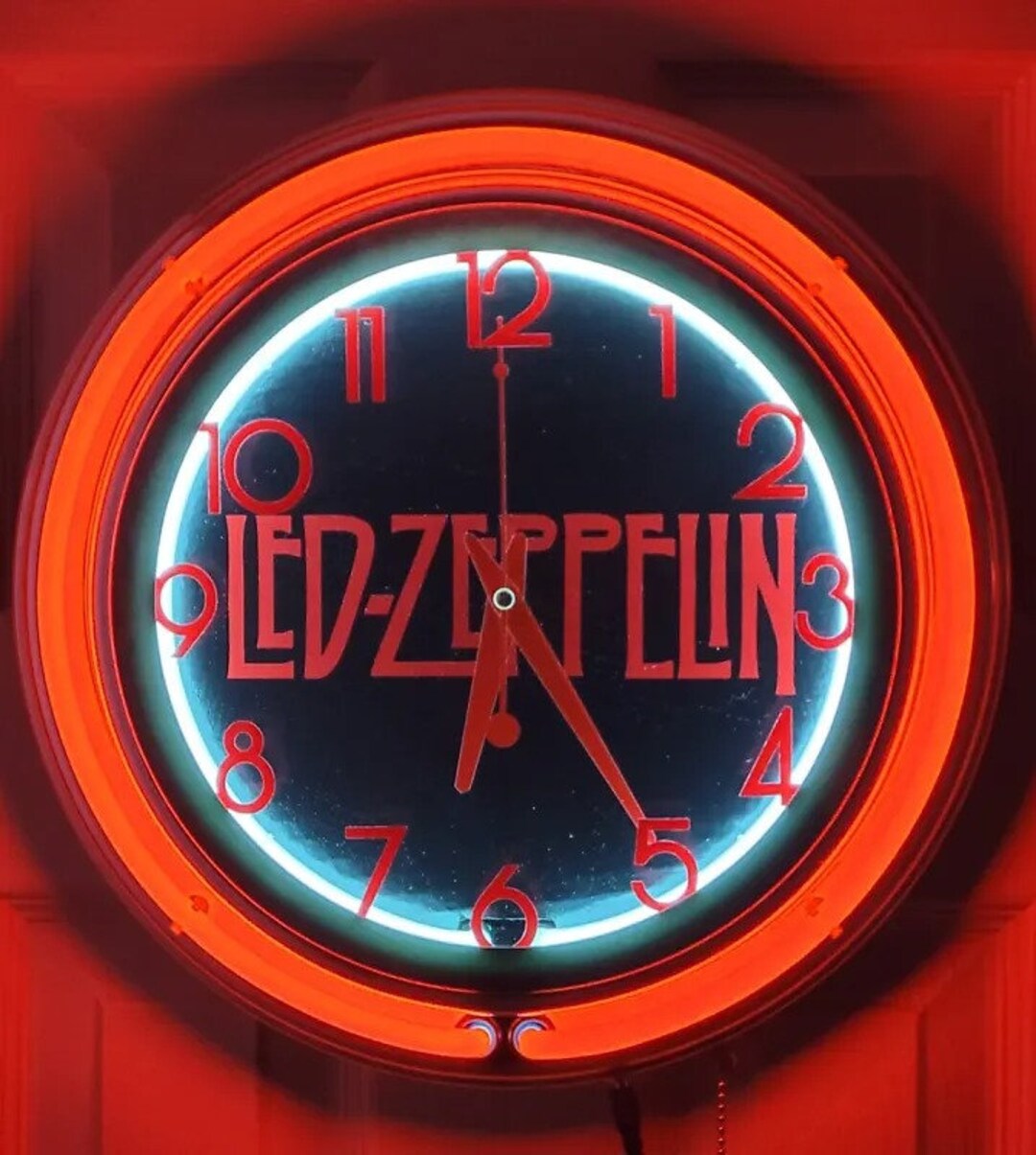Led Zeppelin Double Neon Red/white Wall Clock Killer Cool Man Cave, Bar ...