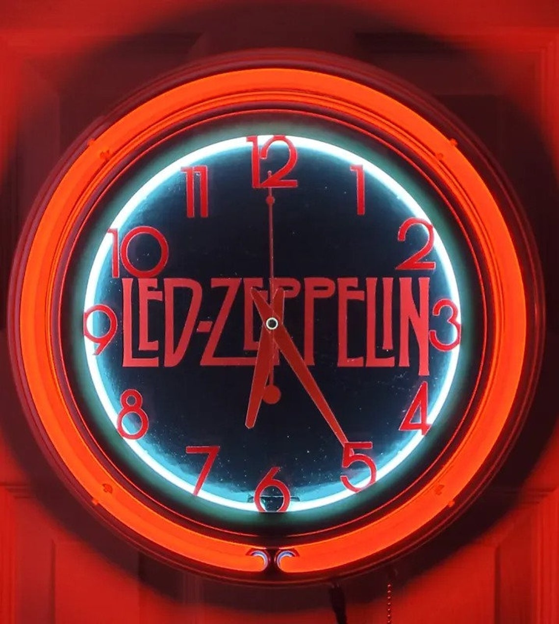Led Zeppelin Double Neon Red/white Wall Clock Killer Cool Man Cave, Bar ...