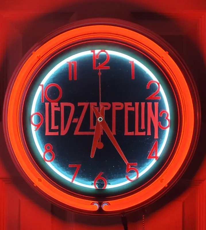 Led Zeppelin Double Neon Red/white Wall Clock Killer Cool Man Cave, Bar ...