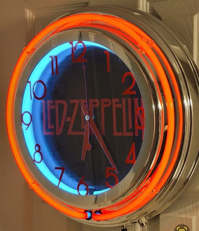 Led Zeppelin Double Neon Red/white Wall Clock Killer Cool Man Cave, Bar ...