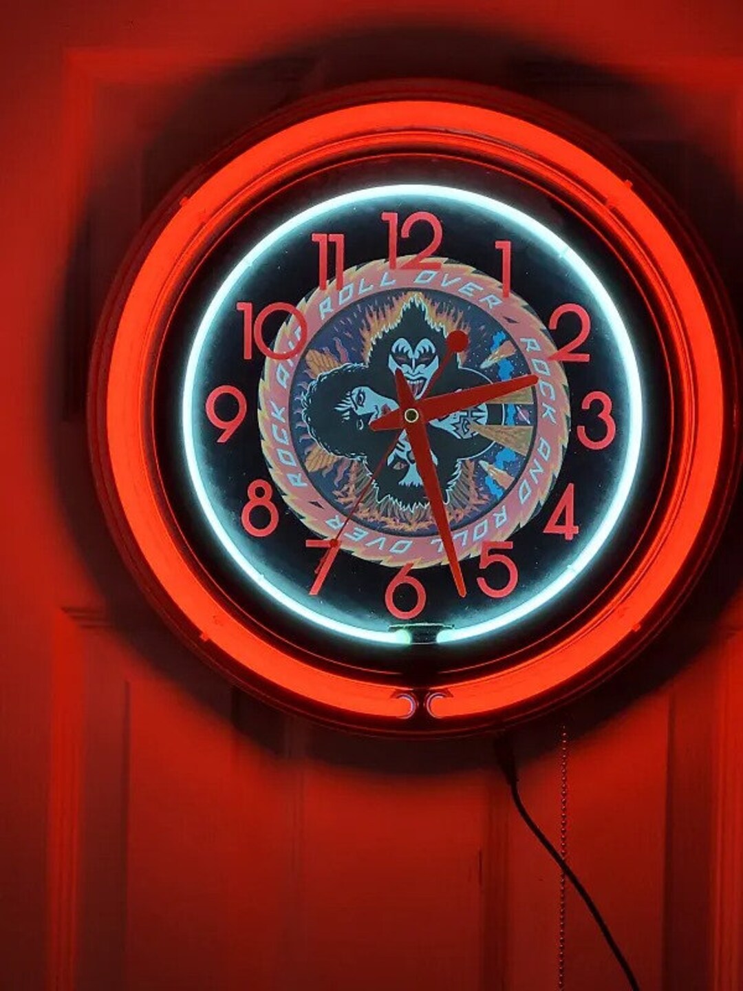 1976 KISS Rock and Roll Over Album Double Neon Red/white Wall Clock ...