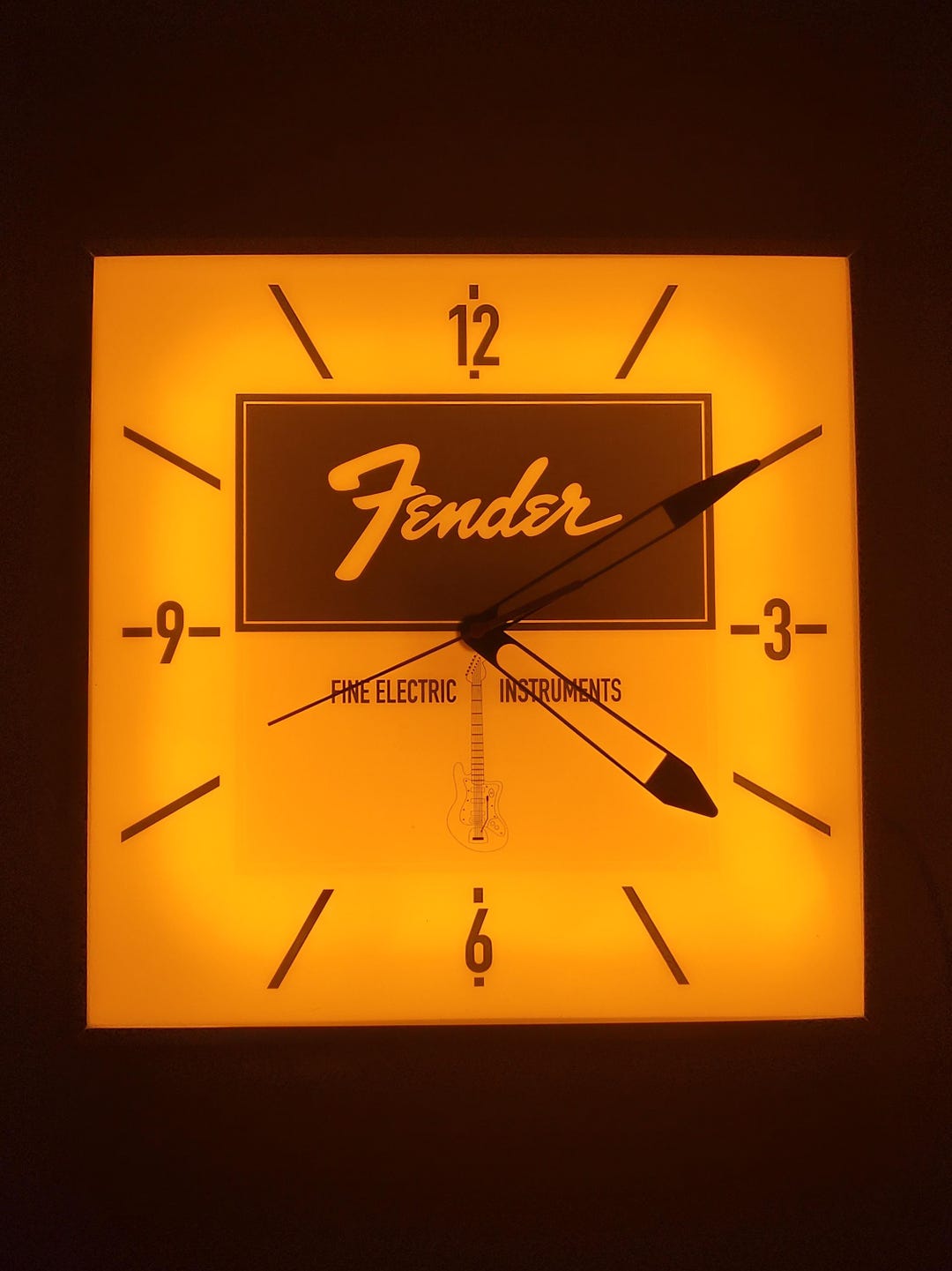 1963 Style Fender Musical Instruments Dealer Style Light-up Clock ...