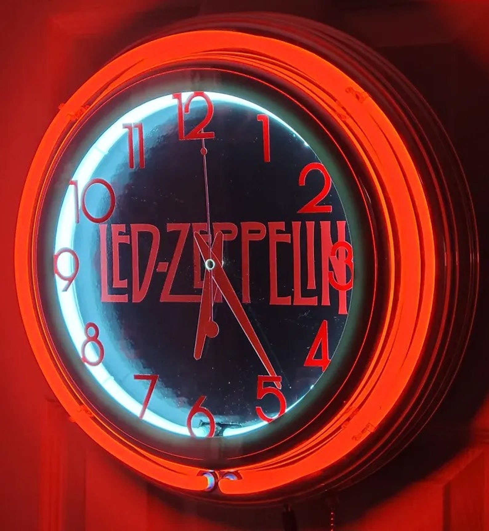 Led Zeppelin Double Neon Red/white Wall Clock Killer Cool Man Cave, Bar ...