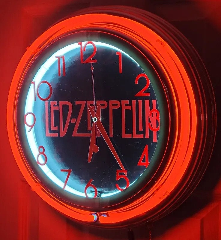 Led Zeppelin Double Neon Red/white Wall Clock Killer Cool Man Cave, Bar ...