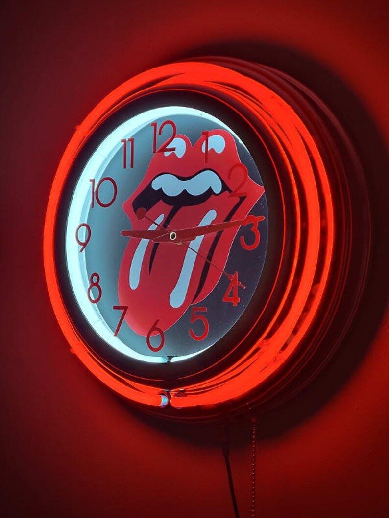 Rolling Stones Double Neon Red/white Wall Clock Killer Cool Man Cave ...