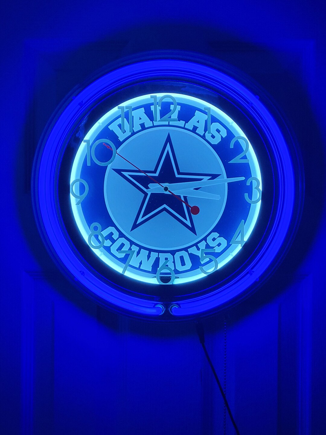 Dallas Cowboys Double Neon Blue/white Wall Clock Killer Cool Man Cave ...