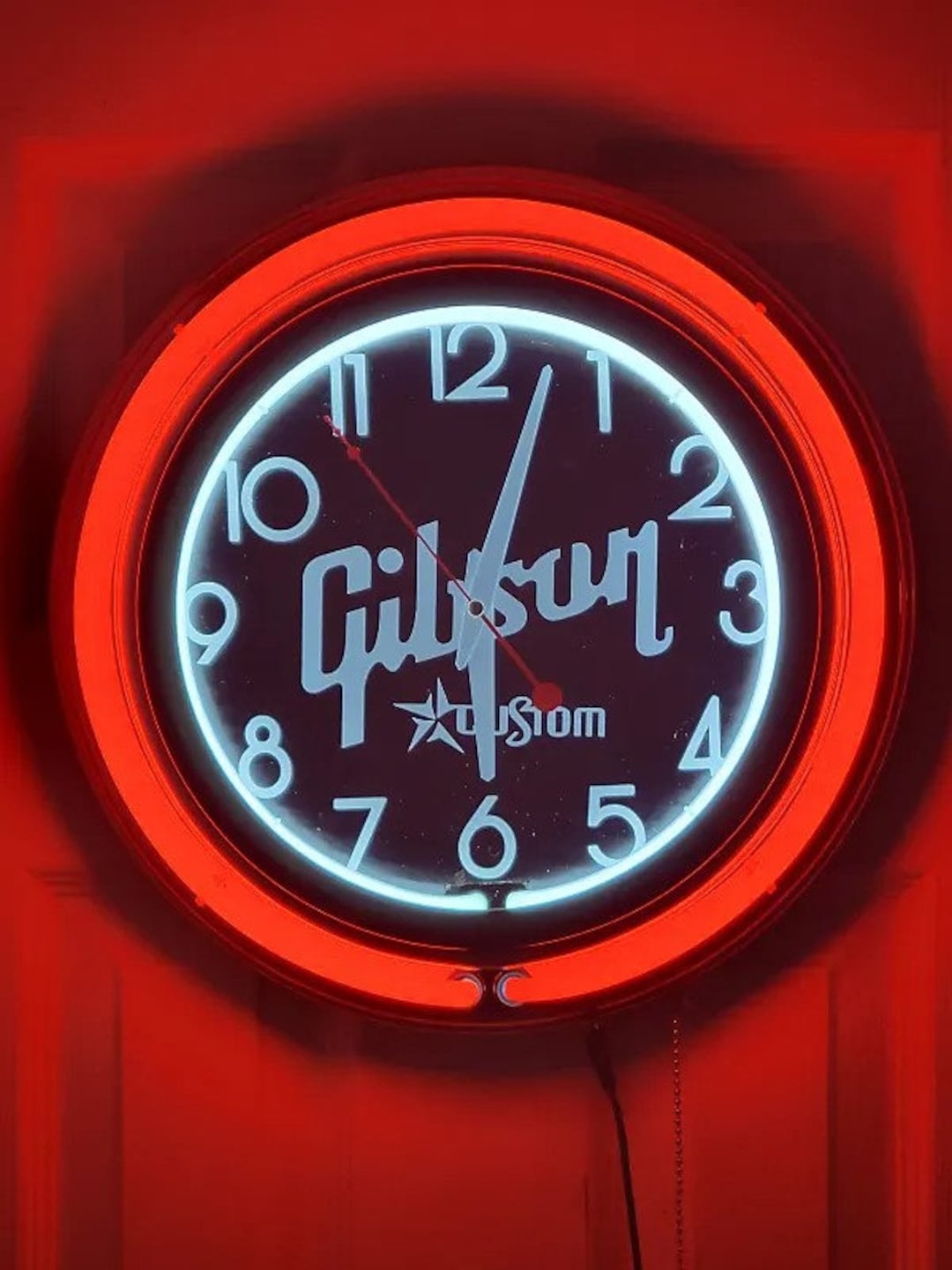 Gibson Guitars Custom Shop Double Neon Red/white Wall Clock Killer Cool ...