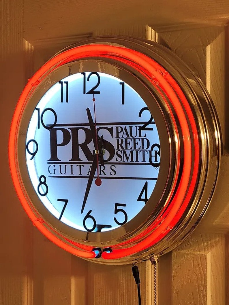 PRS Guitars Double Neon Red/white Wall Clock Killer Cool Man Cave, Bar ...