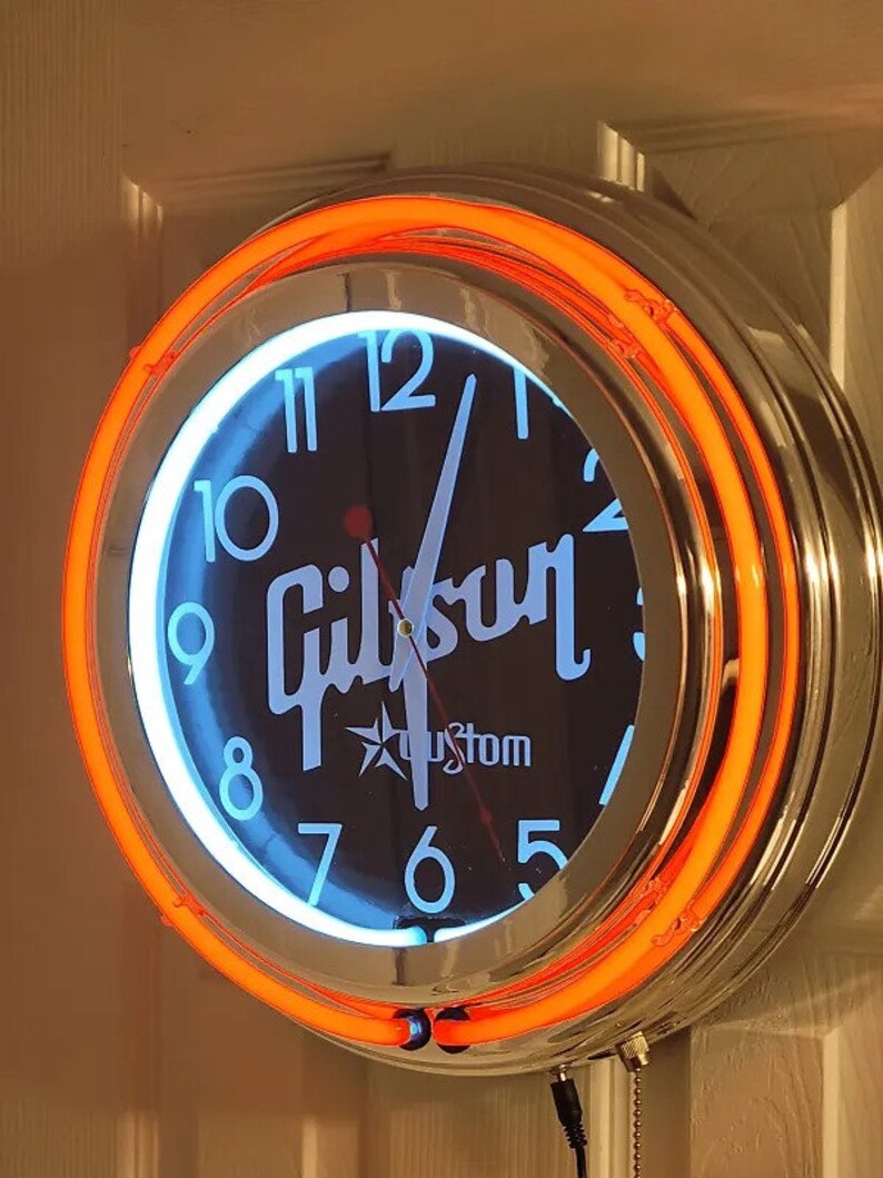 Gibson Guitars Custom Shop Double Neon Red/white Wall Clock Killer Cool ...
