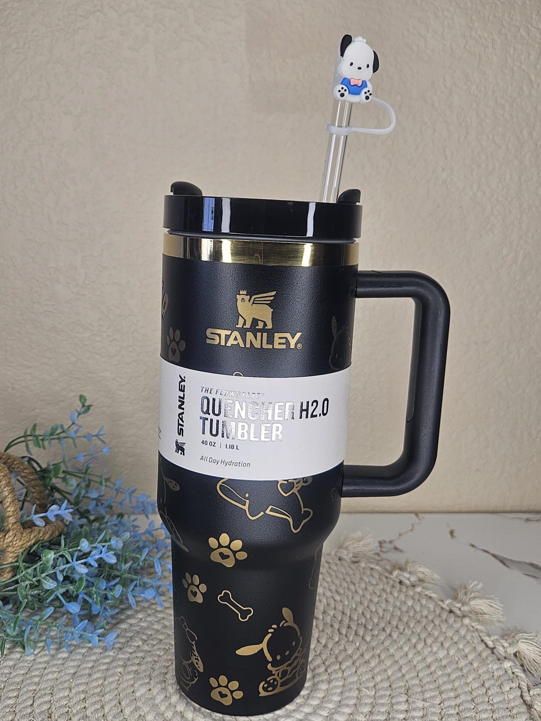 40oz Poccha Dog Kawaii Black and Gold Custom Laser Engraved - Etsy