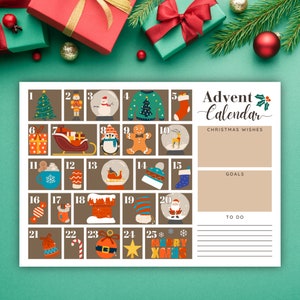 Christmas Advent Calendar Printable Christmas Countdown Advent ...