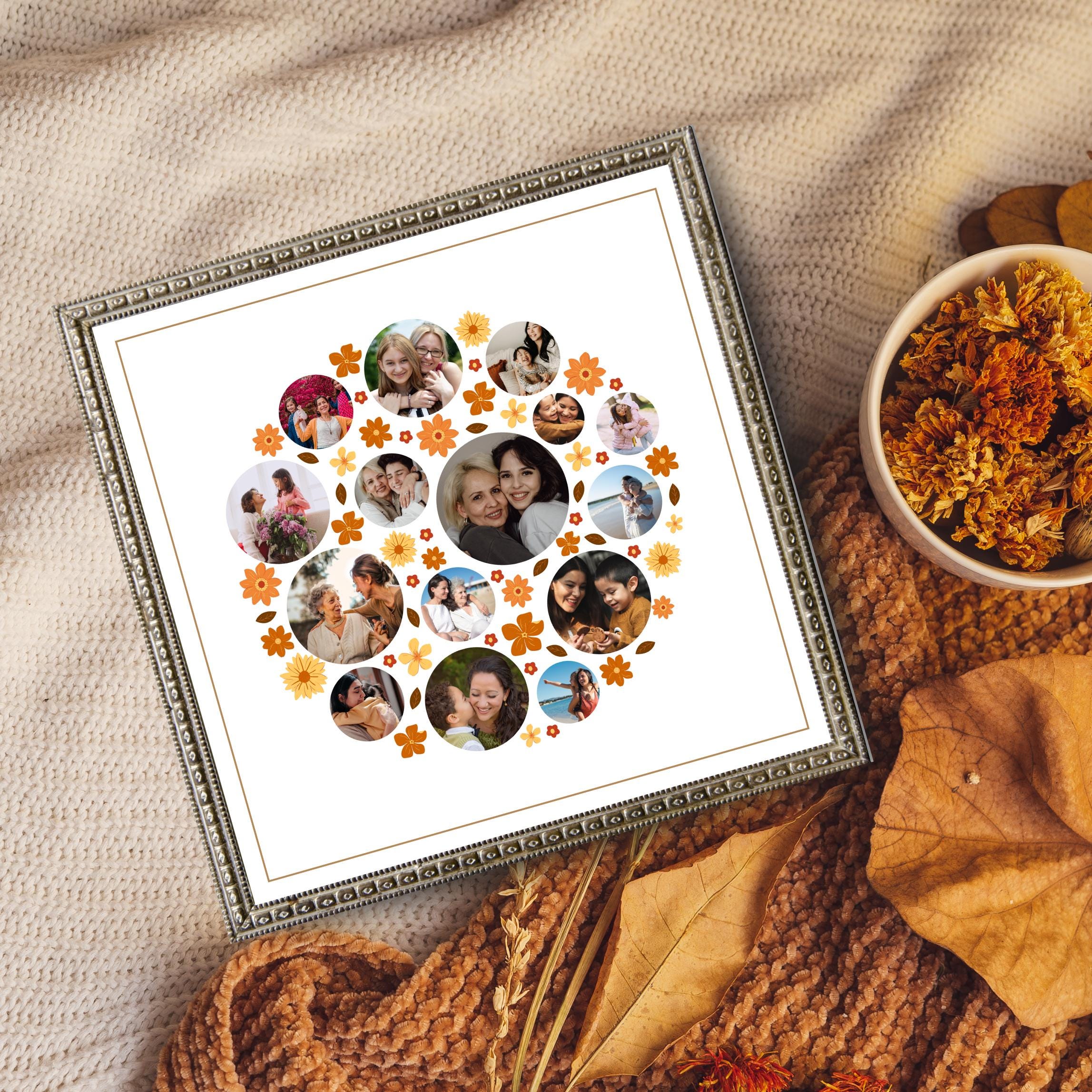 Round Collage Template Circle Photo Collage Personalized Father's Day ...