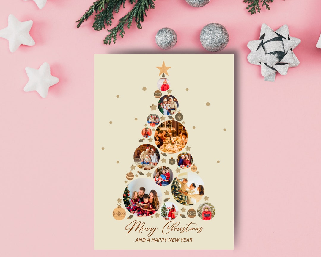 Christmas Photo Card Editable Christmas Photo Collage Holiday Card ...