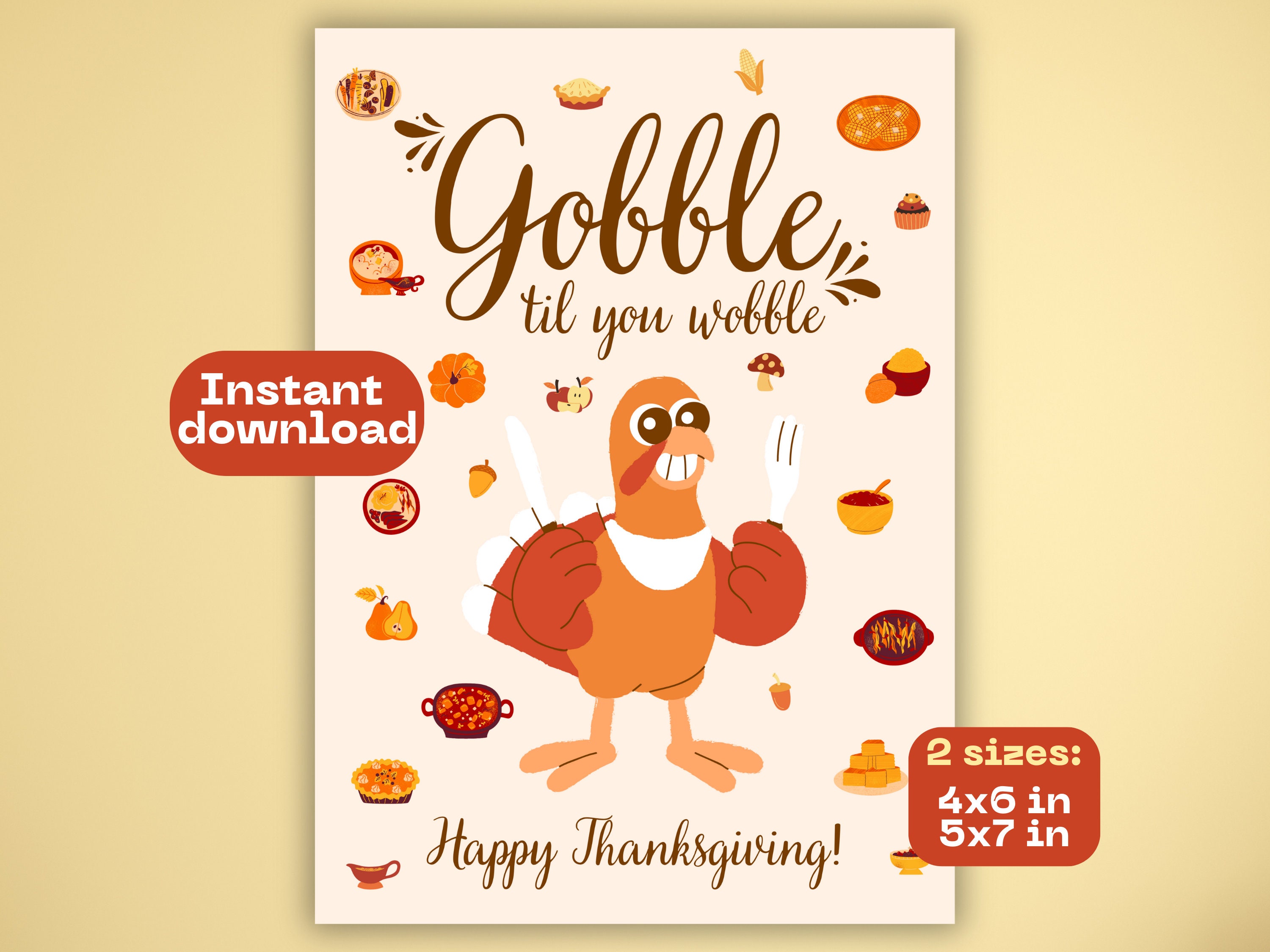 Printable Thanksgiving Card Greeting Card Thanksgiving Cute Turkey ...
