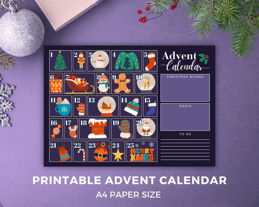 Advent Calendar Printable Christmas Countdown Advent Christmas Calendar ...