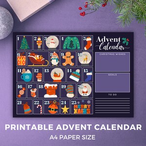 Advent Calendar Printable Christmas Countdown Advent Christmas Calendar ...