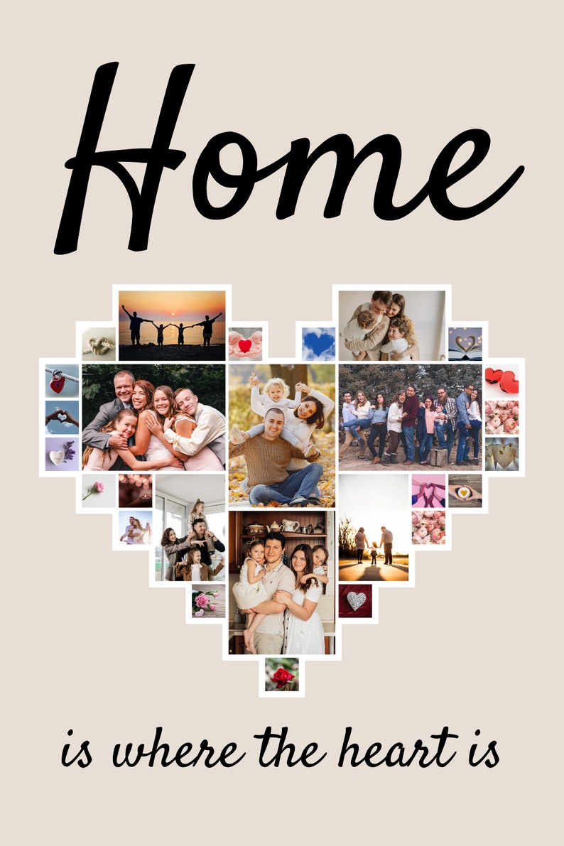 Heart Collage Template Heart Photo Collage Personalized Gift - Etsy