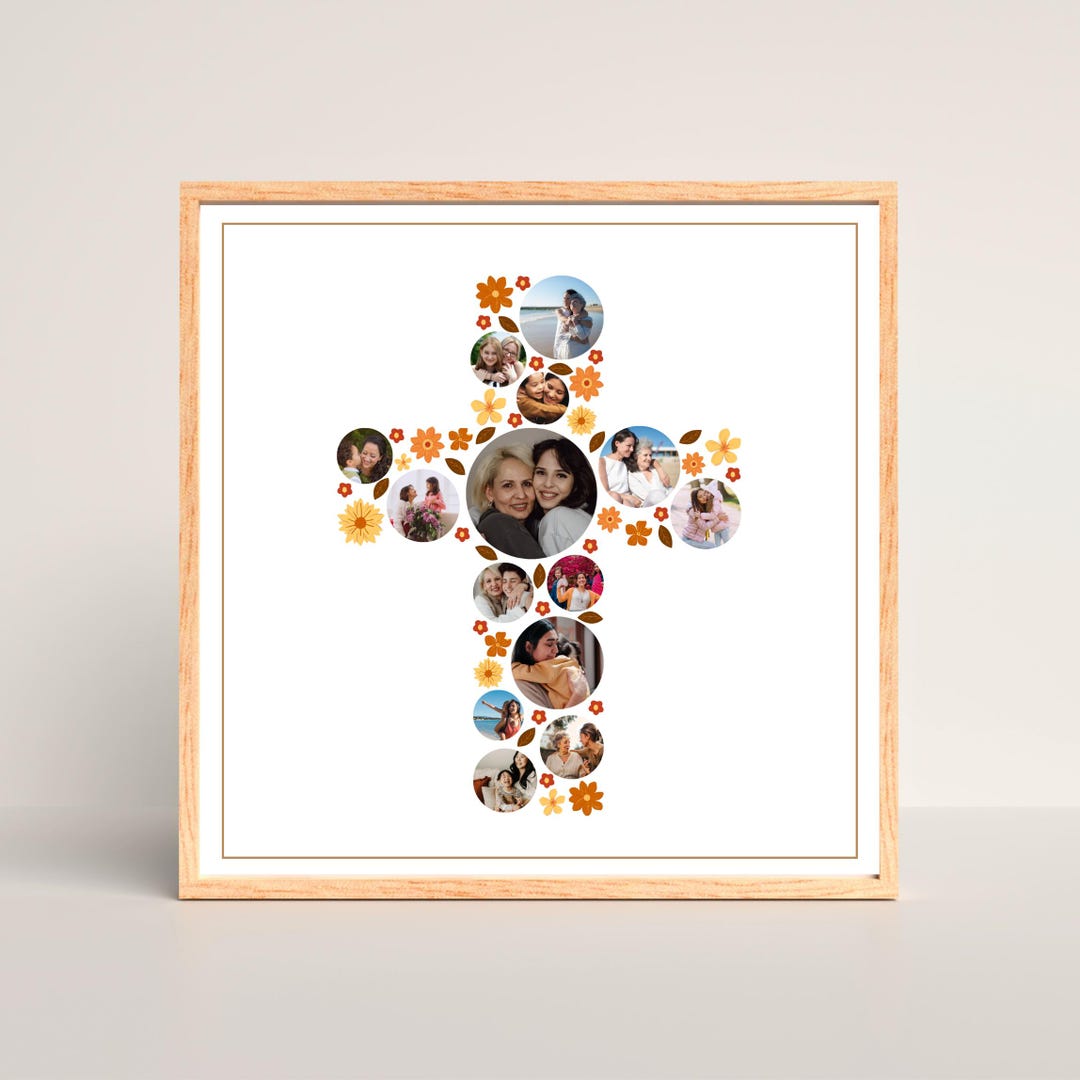 Cross Collage Template Christian Photo Collage Personalized Father's ...