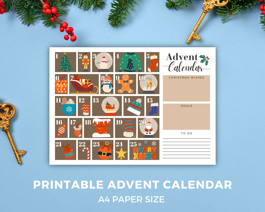 Christmas Advent Calendar Printable Christmas Countdown Advent ...