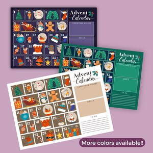 Advent Calendar Printable Christmas Countdown Advent Christmas Calendar ...