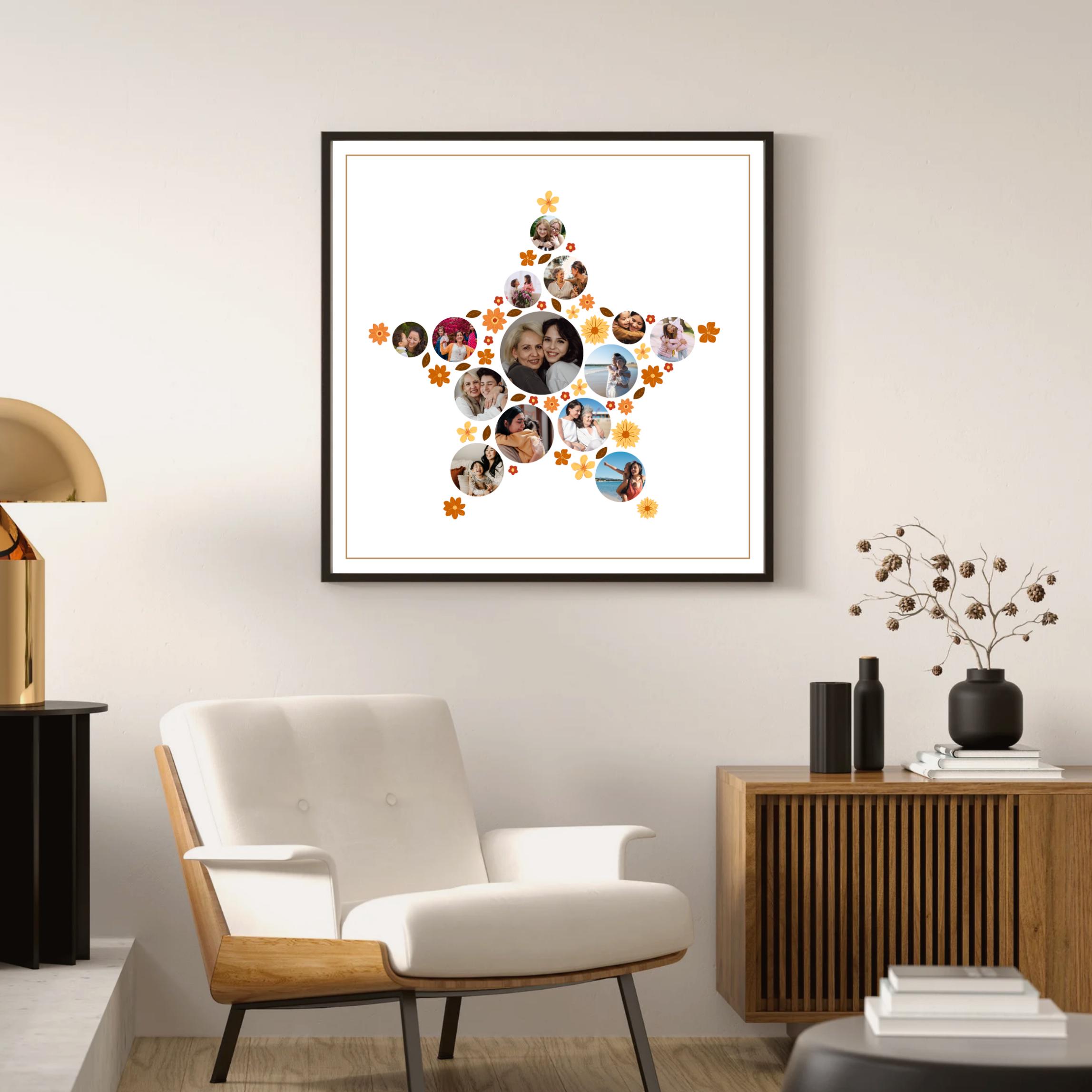 Star Collage Template Floral Photo Collage Personalized Father's Day ...