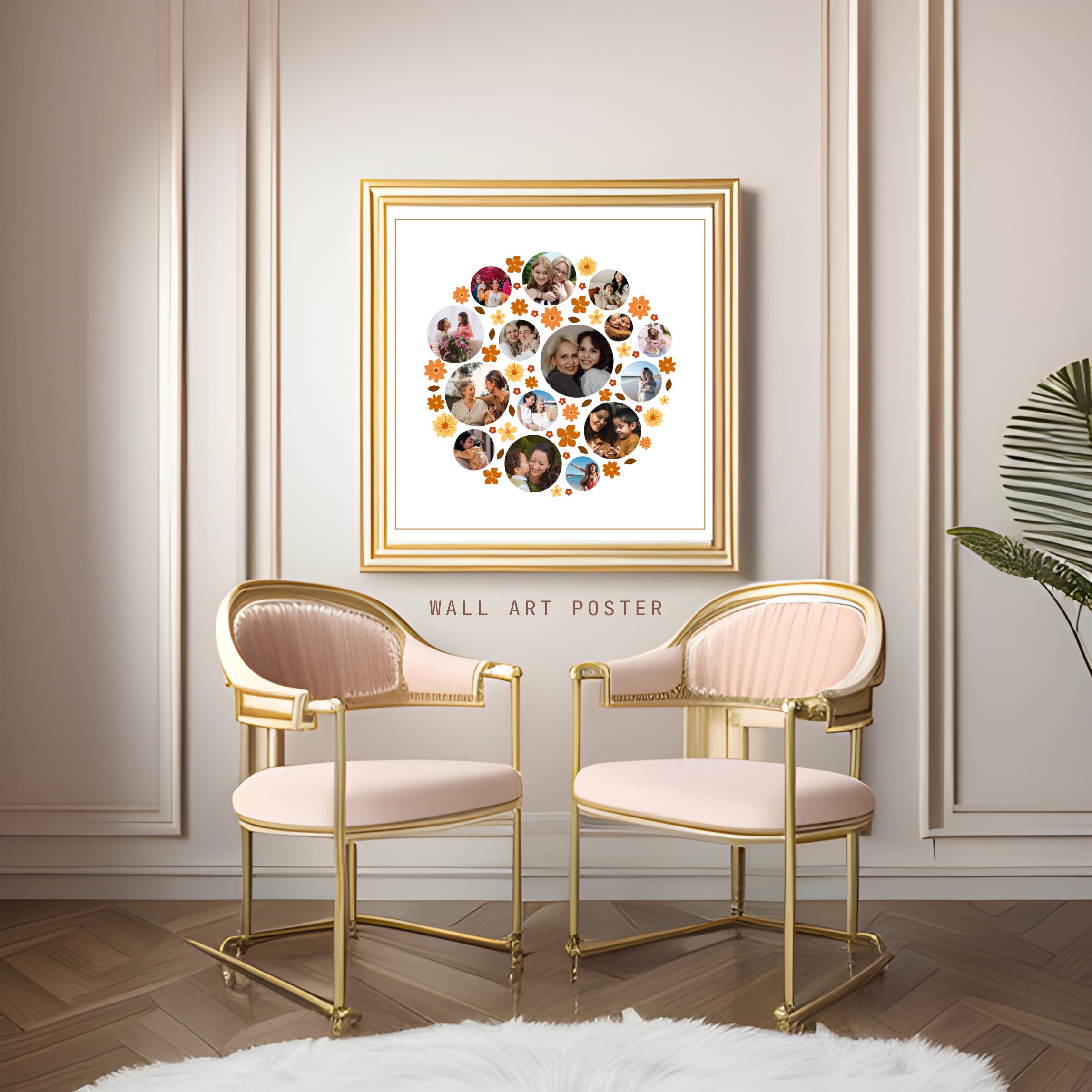 Round Collage Template Circle Photo Collage Personalized Father's Day ...