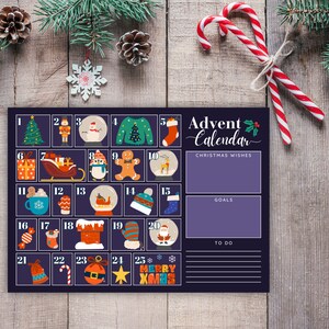 Advent Calendar Printable Christmas Countdown Advent Christmas Calendar ...