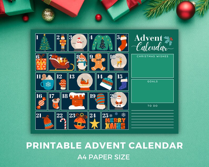 Printable Advent Calendar Christmas Countdown Advent Christmas Calendar ...