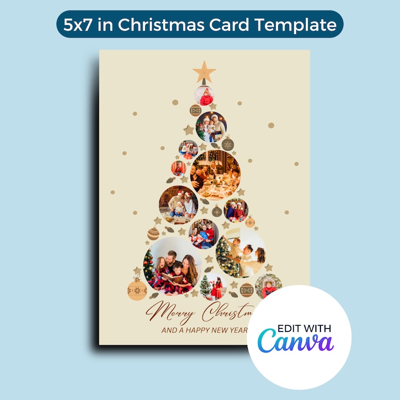 Christmas Photo Card Editable Christmas Photo Collage Holiday Card ...