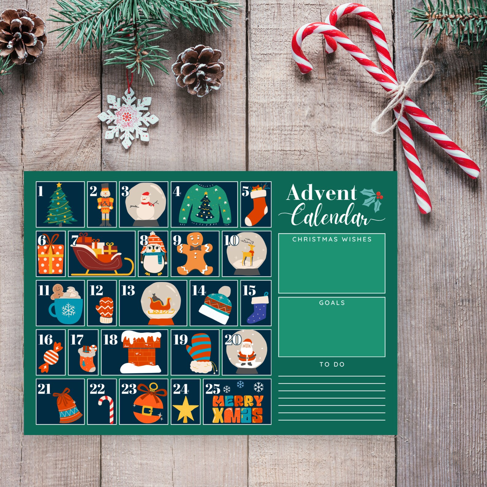 Printable Advent Calendar Christmas Countdown Advent Christmas Calendar ...