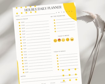 24 Hour Daily Planner Printable/digital, Hourly Planner, Power List ...