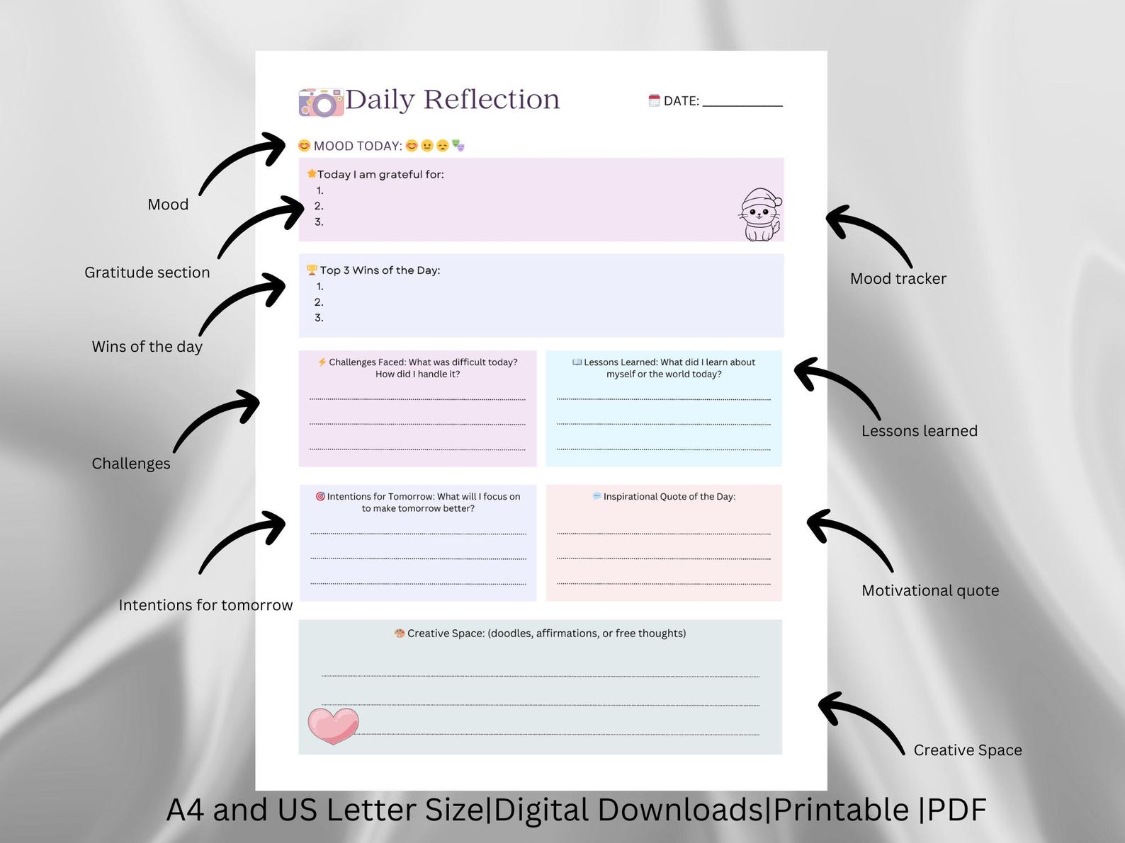 Daily Reflection Planner: Hourly Time Blocking Template (printable PDF ...