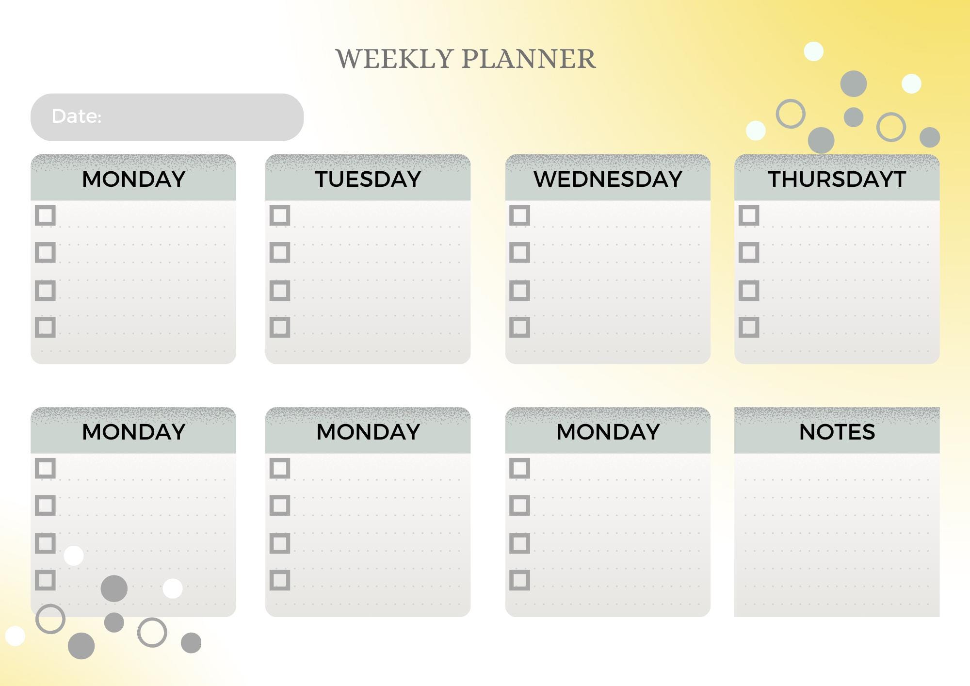 Printable Weekly Planner Bundle: A4 Landscape, 4 Color Themes (digital ...