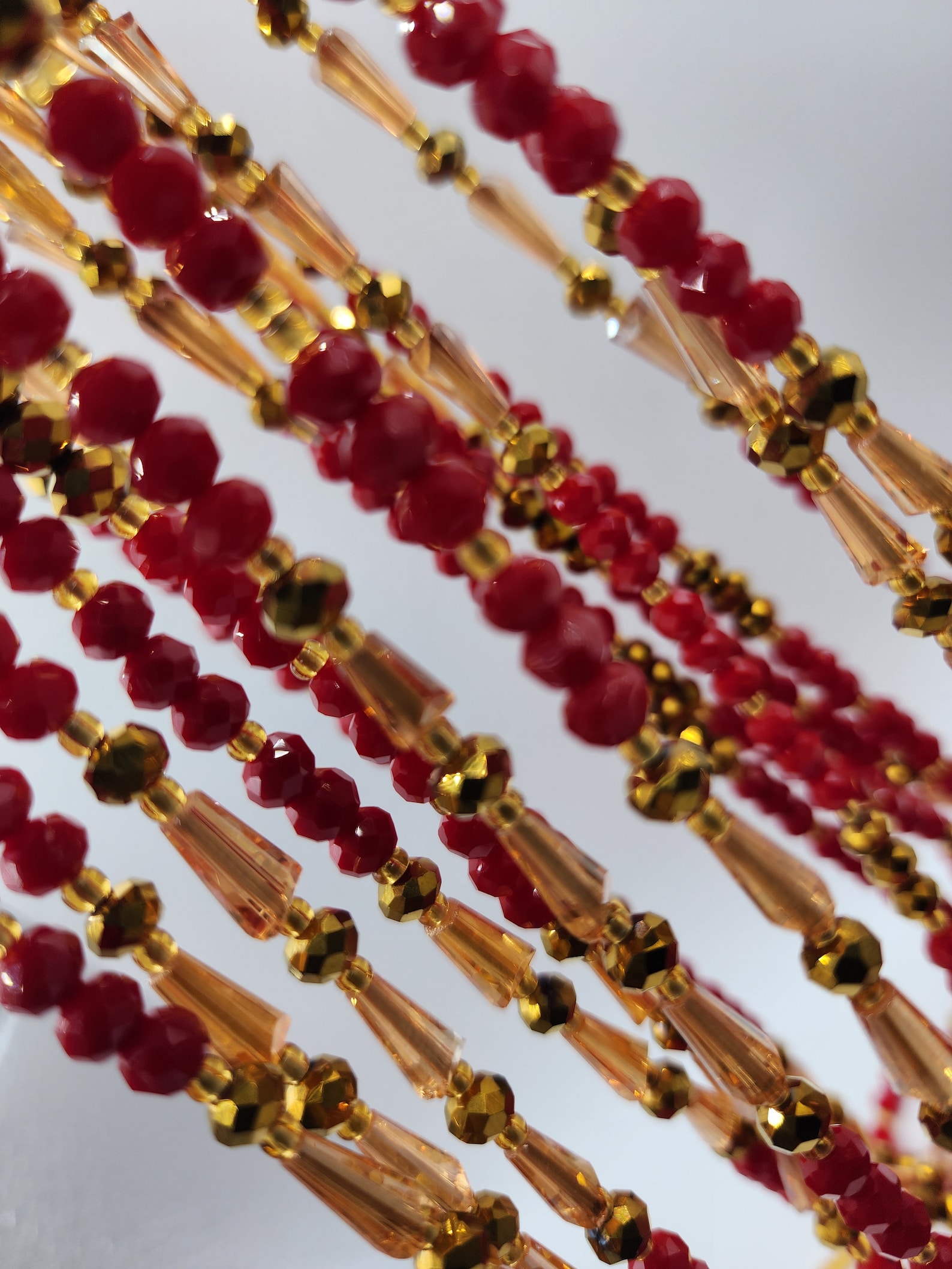 Red and Gold African Waist Beads, Handmade Body Jewelry for Self-care ...